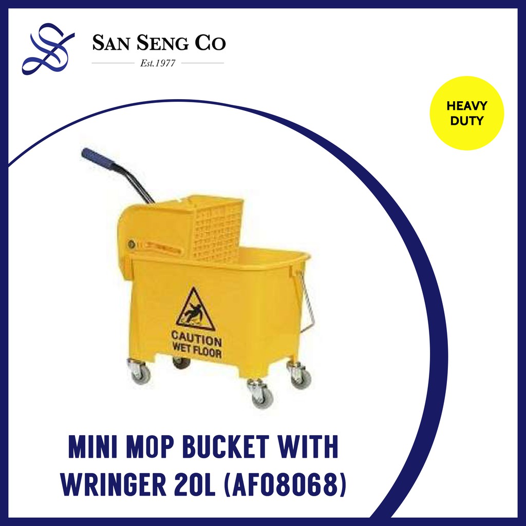 San Seng Mop Bucket Cart With Down Press Wringer 20L - AF08068 [Heavy ...