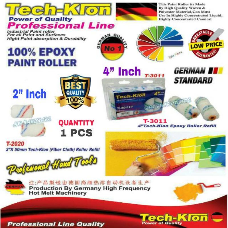 2" / 4" Inch TECH-KLON Germany High Quality Epoxy paint roller Refill | Shopee Malaysia