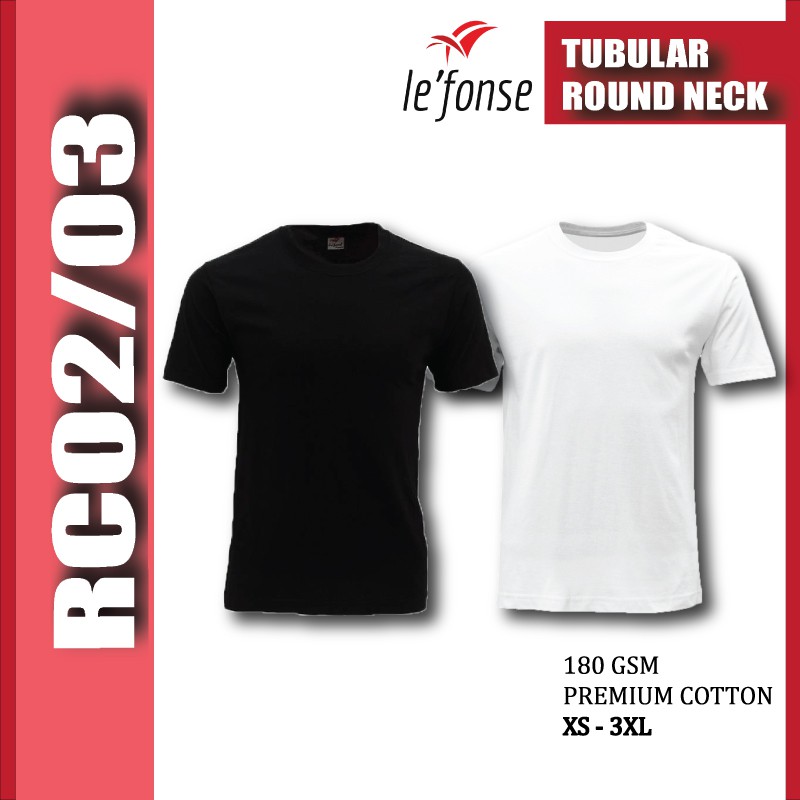 LEFONSE MALAYSIA Unisex 100% Premium Cotton Kain Tebal Tubular Round Neck Plain T-shirt White ...