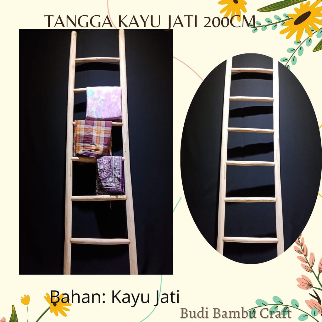 KAYU 200cm Long Decorative Teak Wood Ladder/Teak Wood Ladder | Shopee ...
