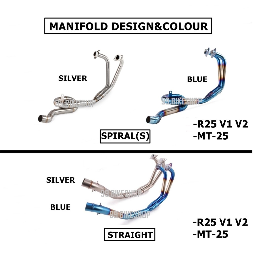 Yamaha YZF - R 25 v1 v2 MT-25 Mt25 2016 2017 2018 2019 2020 2023 R25 MT 25 Front Manifold Full ...