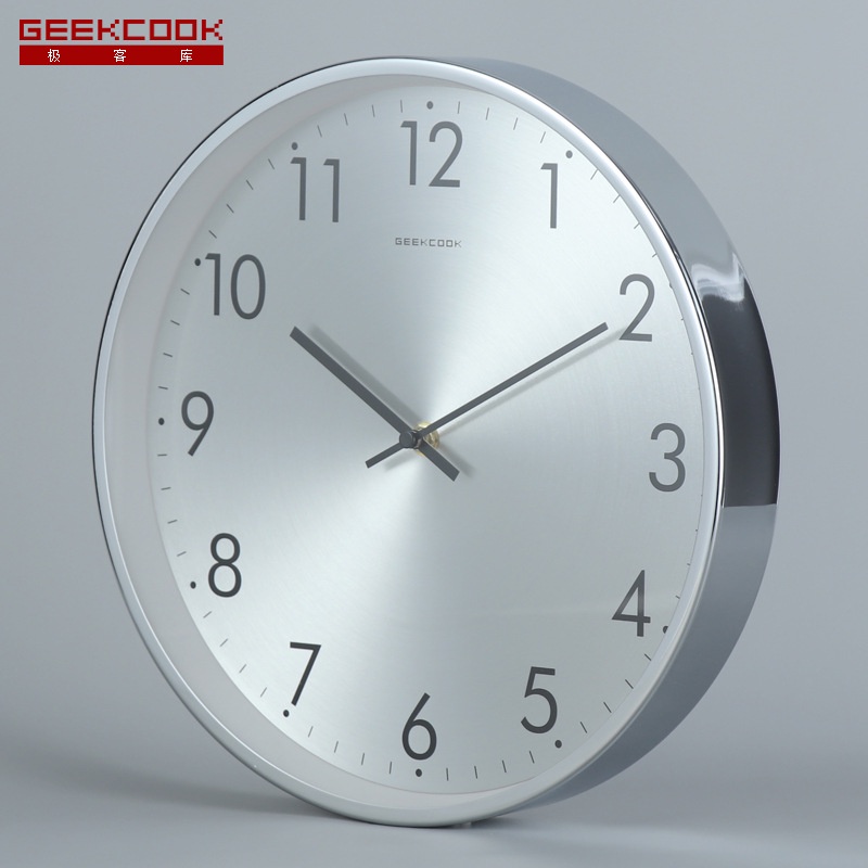 Nikko Gold Moonlight Silver Silent Wall Clock Curved Metal Wood High ...