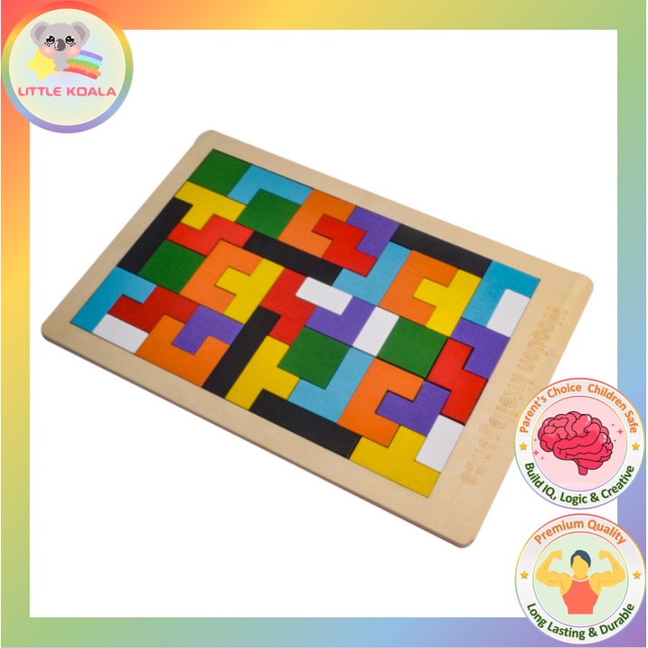 Toddler Play Wooden Tetris Block IQ Logic Early Childhood | Shopee Malaysia