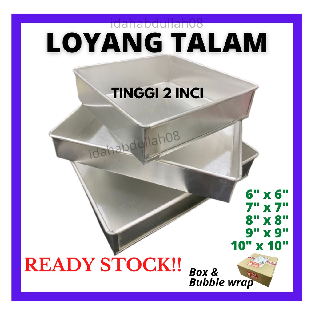 Loyang Kuih Talam Loyang 10x10 Mould Agar agar Aluminium 6/7/8/9/10/12 ...