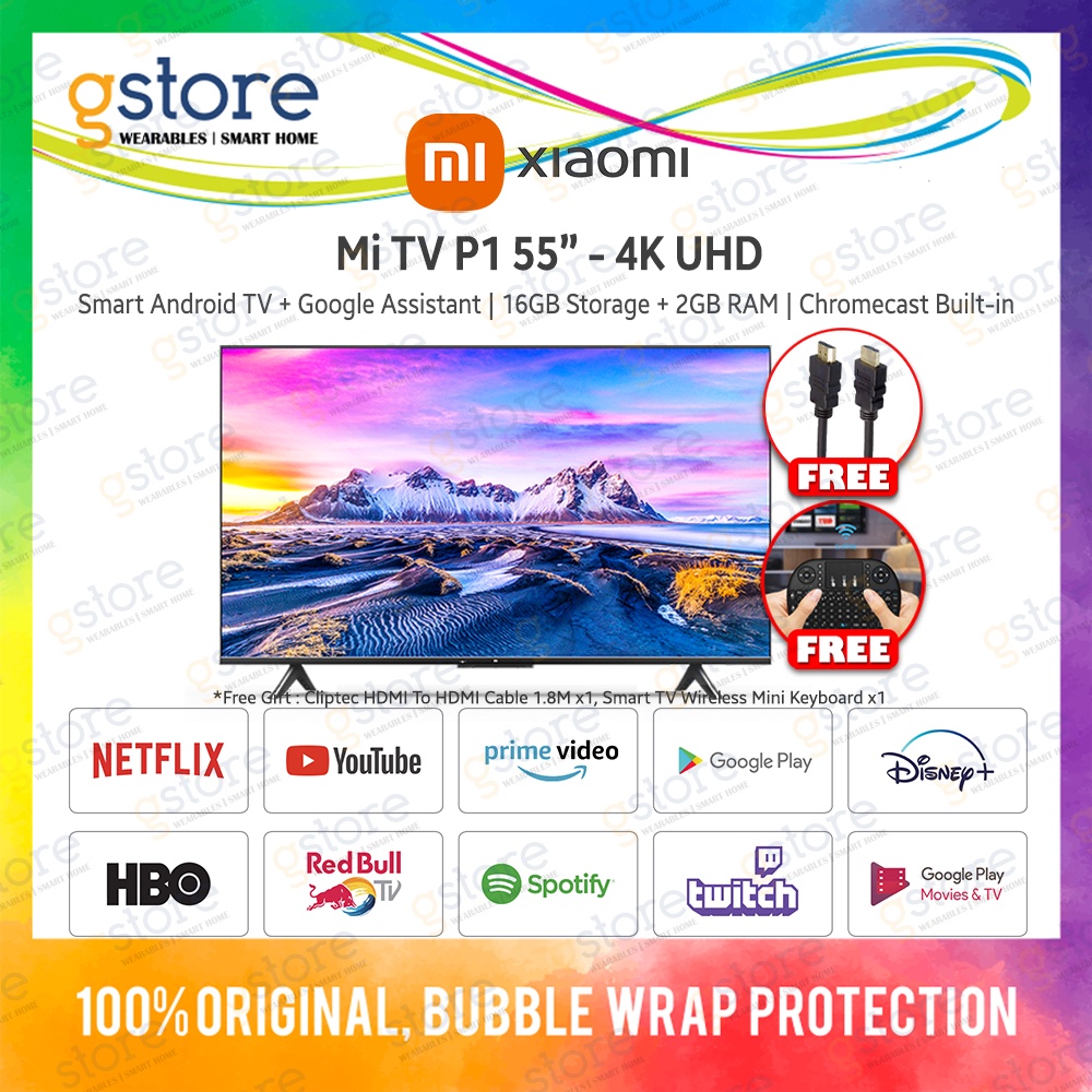 📺[Mi TV] Xiaomi Mi TV P1 55-inch, Smart Android TV (4K Display, Built ...