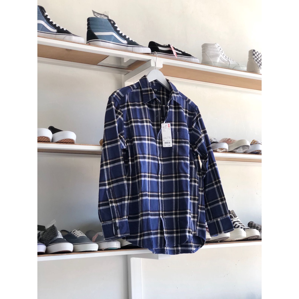 Plaid Flannel Shirt - Uniqlo Box (68 Blue) | Shopee Malaysia