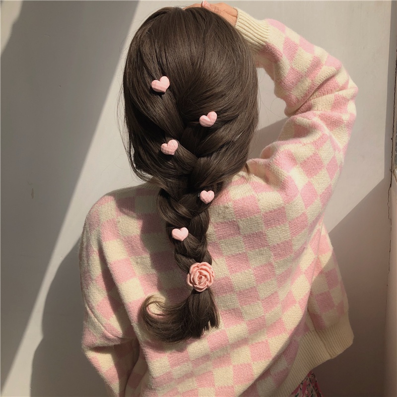 Pink Love Hairpin 5 Pieces Set Sweet Cute Girl Hair Trim Clip Super ...