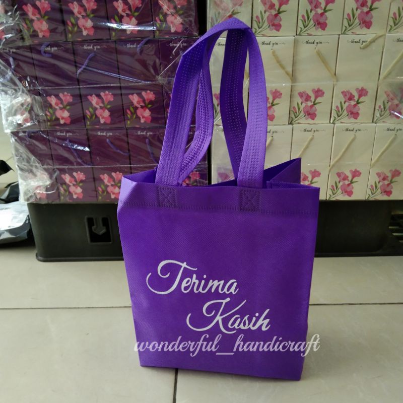 10pcs Beg Kain Bertapak Muat Bekas Nasi Tebal Goodies Bag Printed ...