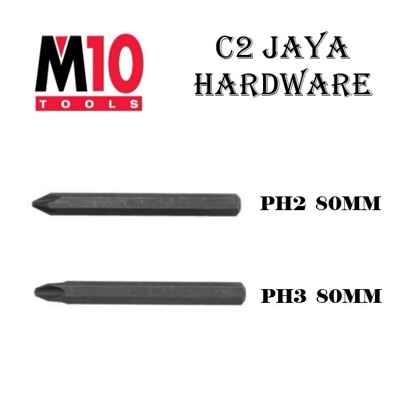 M10 Impact Hex Driver Bit ( + ) ( PH2 80mm & PH3 80mm ) | Shopee Malaysia