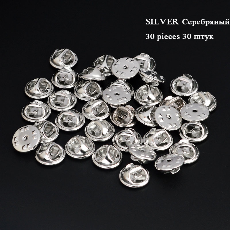 30 Pcs/pack Safety Brooch Lock Metal Rubber Colorful Pins Back Button ...