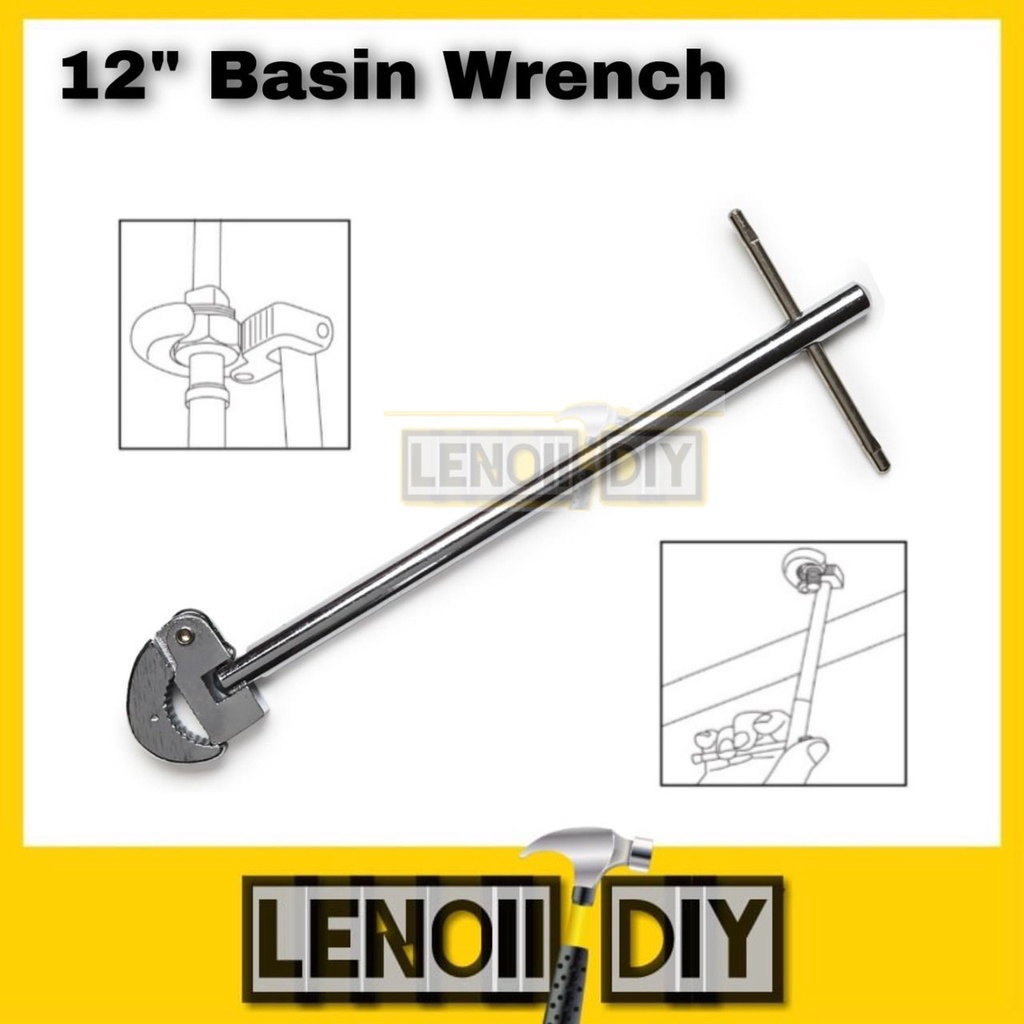 12" Basin Wrench Adjustable Head For Basin Nut Flush Valve Ballcocks ...