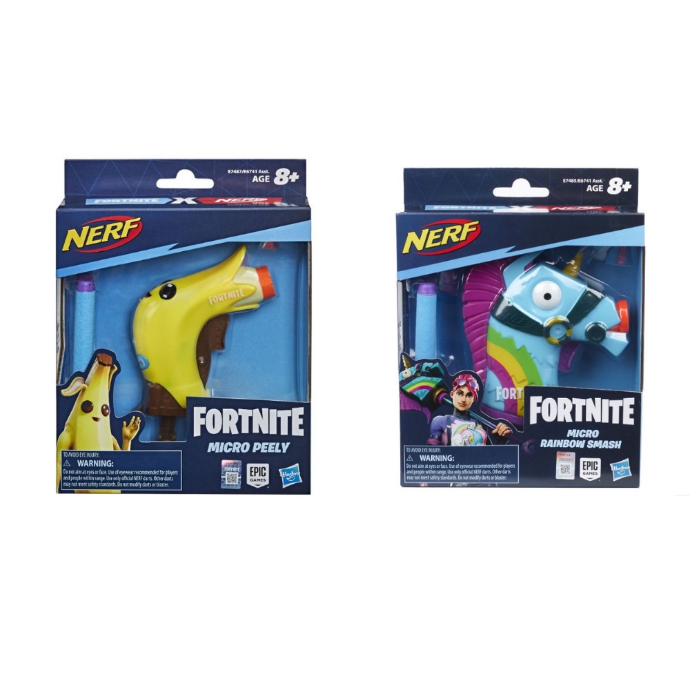 NERF Microshots Fortnite Peely / Rainbow Smash Blaster Assortments ...