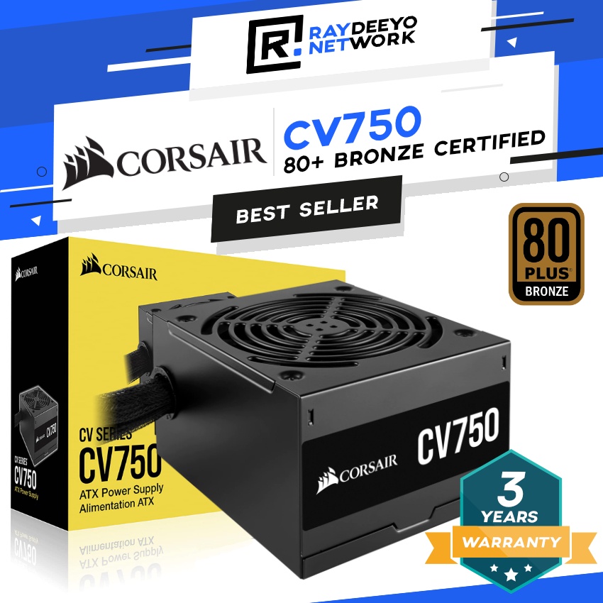 Corsair CV Series CV550 / CV650 / CV750 550W / 650W / 750W Power Supply Unit PSU [80 Plus Bronze ...