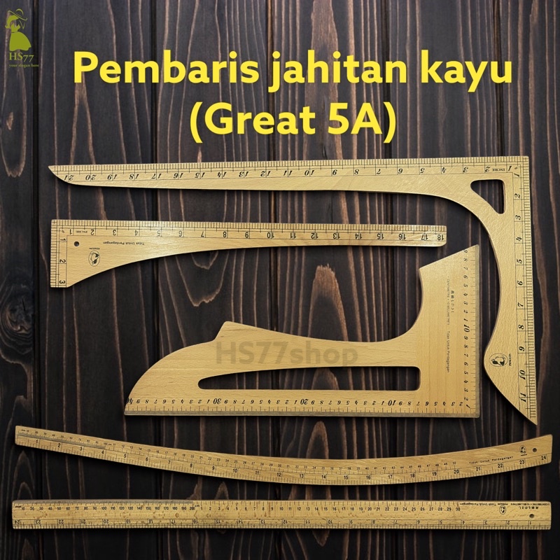 [5A Quality] Pembaris jahitan kayu/ pembaris jahitan/ wooden ruler ...