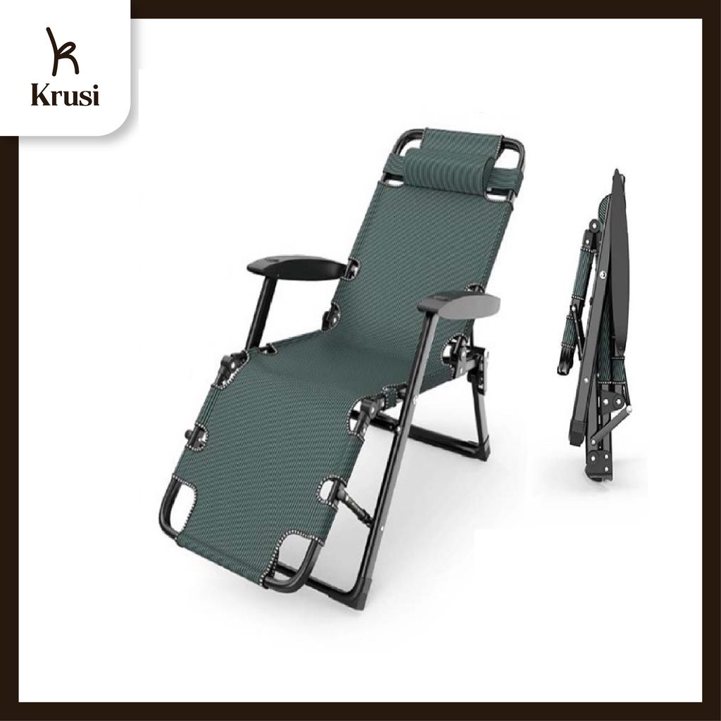 KRUSI Folding Lounge Chair Lunch Break Nap Bed Balcony Leisure Beach ...