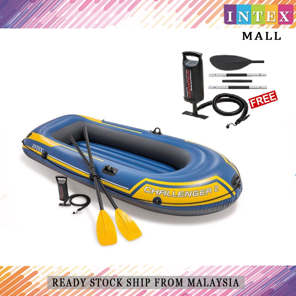INTEX CHALLENGER 2 Series Inflatable Boat Set For 2 Persons Fishing ...