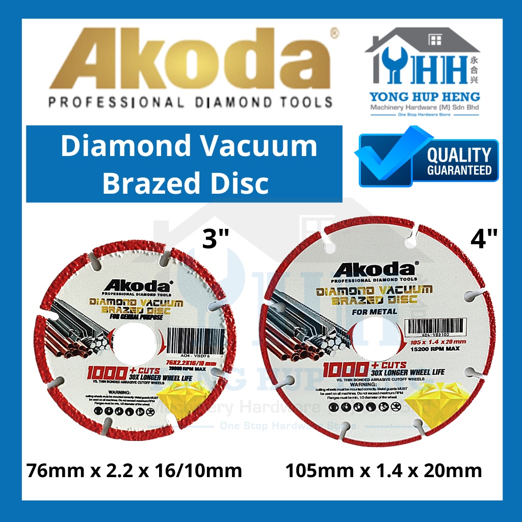 3" / 4" AKODA Diamond Vacuum Brazed Grinder / Metal Wood Cutting Disc ...
