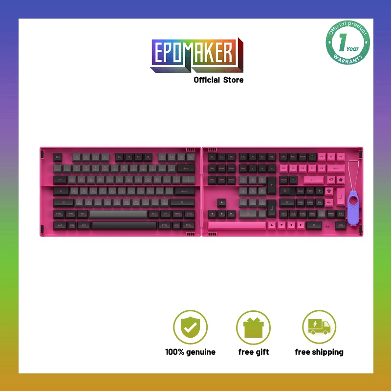 Akko Black & Rose Keycap Set with 197-key, ASA Profile, Double-Shot PBT ...