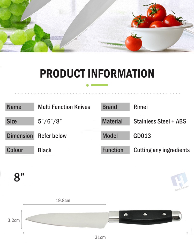 RIMEI Kitchen Knife Stainless Steel 5 / 6 / 8 Inch Cooking Knives With ...