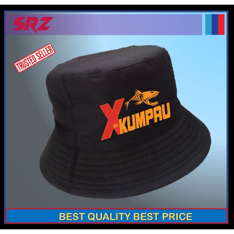 TOPI MEMANCING X- KUMPAU BLACK FISHING BUCKET HAT OUTDOOR | Shopee Malaysia