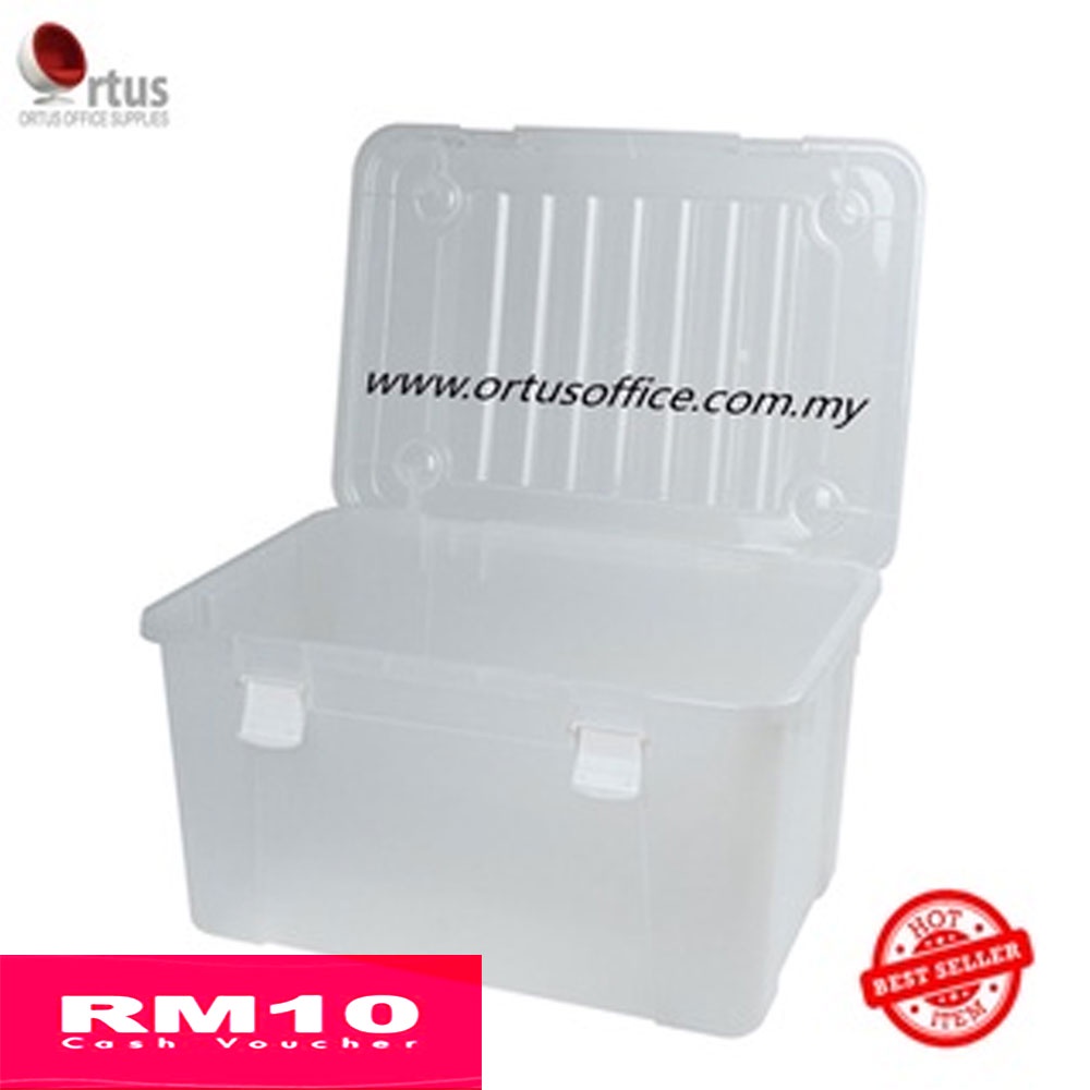 RW*Bundle Promo Fix Rate Rm35* 70/100 Litre Large Side Flip Cover Transparent Storage Box With ...