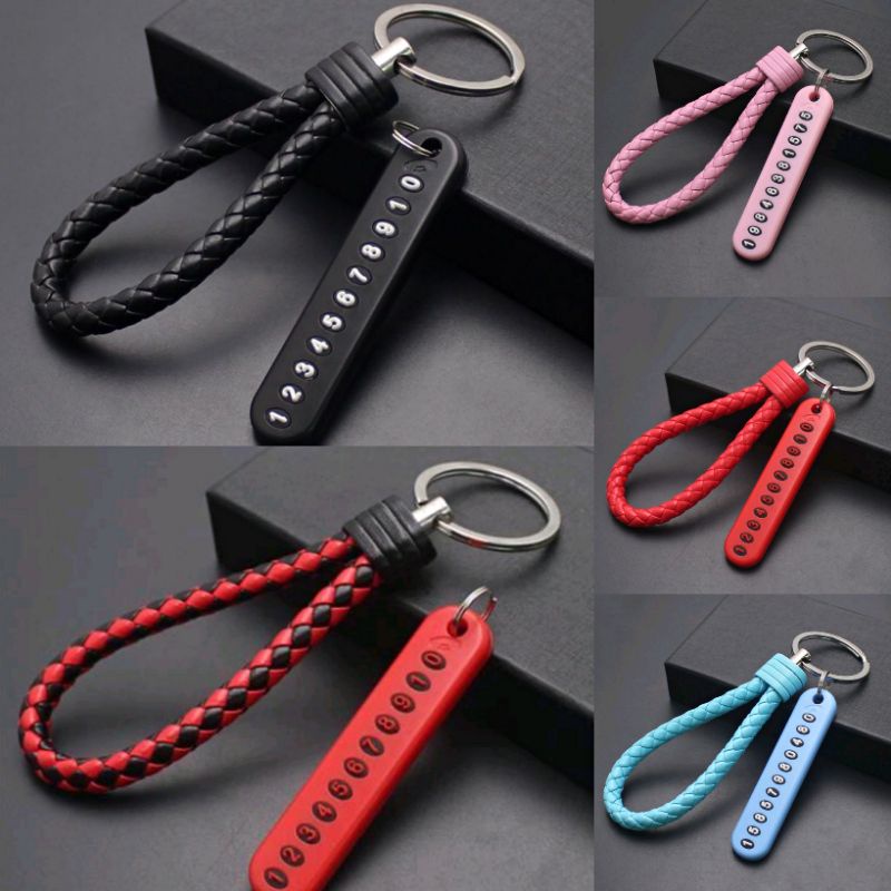 Car Keychain Anti Lost Key Chain with Phone Number Tag Ornaments Key ...