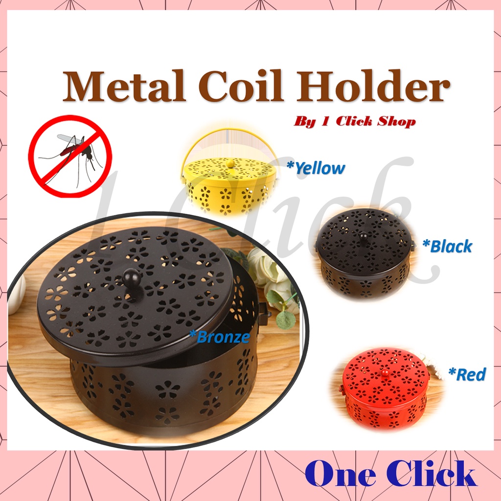 Metal Mosquito Incense Coil Holder Burner Box Handle Fireproof Hollow ...