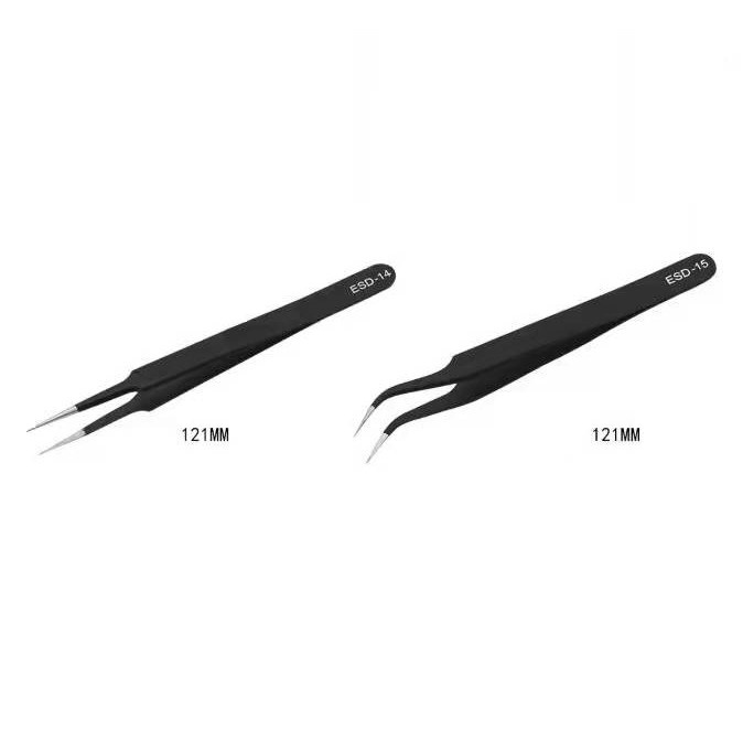 ESD 14 ESD 15 Tweezers Stainless Steel Anti Static Industrial Precision ...