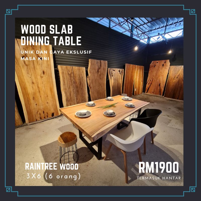 🔥🔥 𝗠𝗘𝗝𝗔 𝗠𝗔𝗞𝗔𝗡 𝗞𝗔𝗬𝗨 𝗕𝗔𝗟𝗔𝗞, 𝗗𝗜𝗡𝗜𝗡𝗚 𝗧𝗔𝗕𝗟𝗘 𝗪𝗢𝗢𝗗 𝗦𝗟𝗔𝗕 | Shopee Malaysia