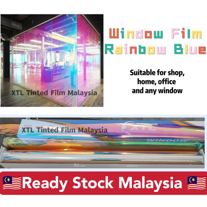 ×NO COD TQ× Rainbow Blue Tinted Window Film/Tinted Rumah/Tinted Pejabat ...