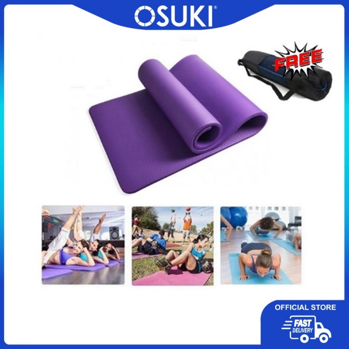 OSUKI Yoga Mat Non-Slip Thick 10mm Exercise Mat - Purple [Free Carry ...