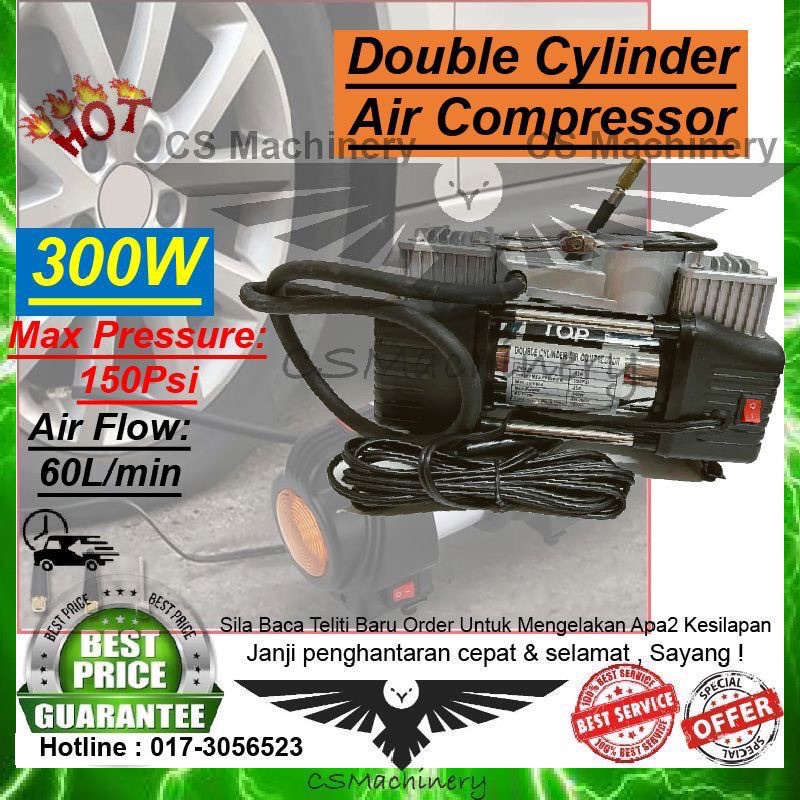Top Heavy Duty Double Cylinder Air Compressor 300W | Shopee Malaysia