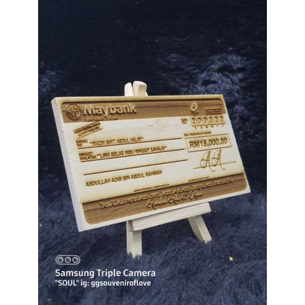 Gift Mock Up Cheque - Laser Engrave PINEWOOD!!! | Shopee Malaysia