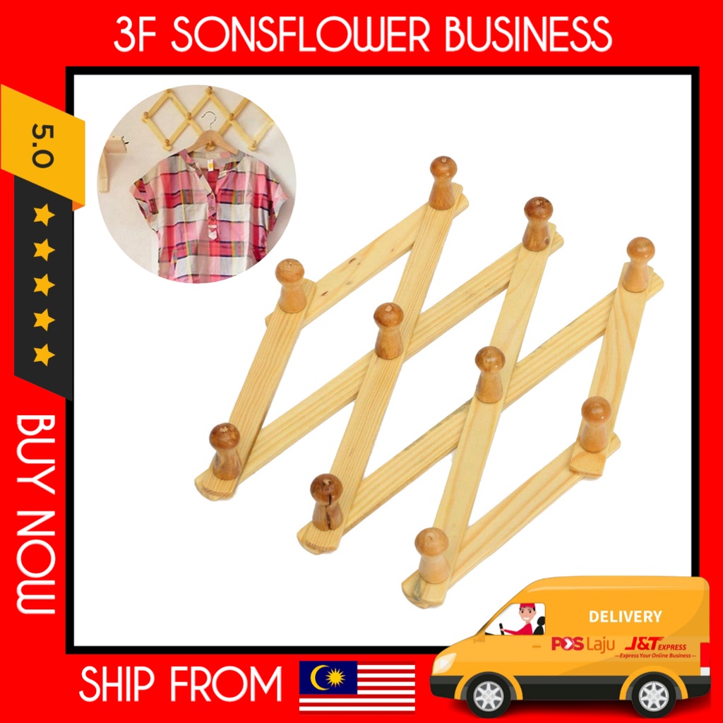 Telescopic Folding Bamboo Hook/ Foldable Bamboo Hanger Zigzag ...