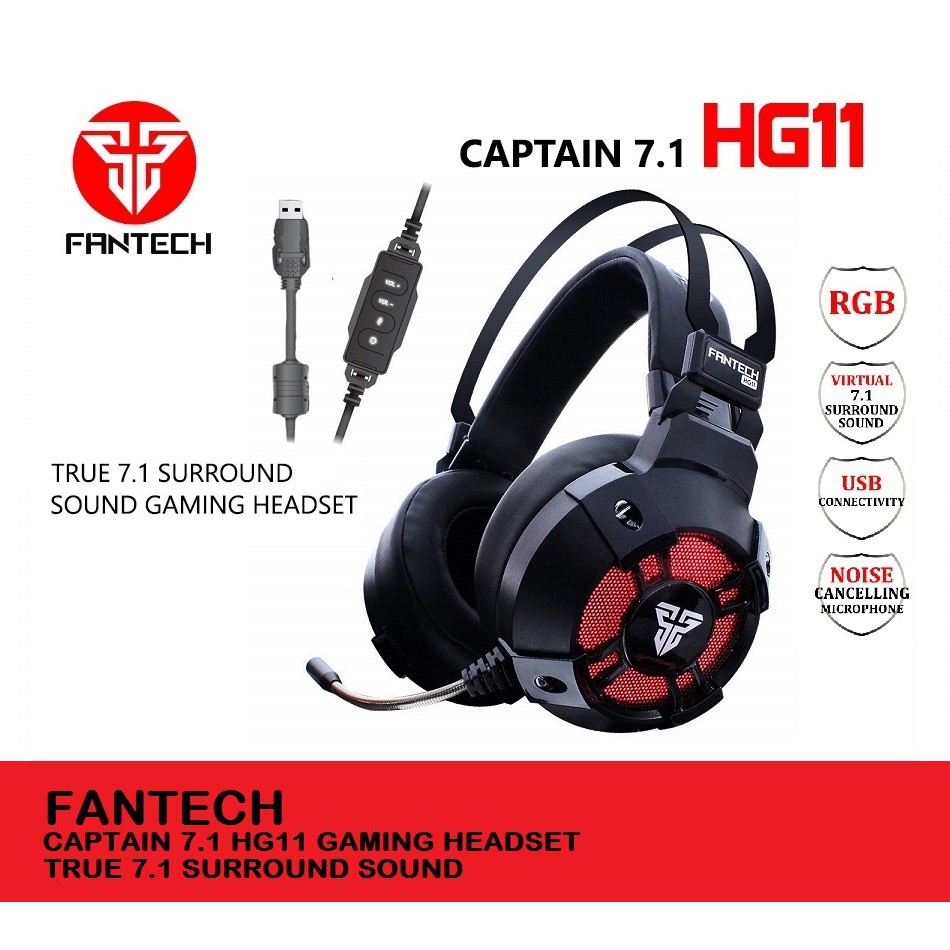 FANTECH HG11 CAPTAIN 7.1 VIRTUAL SURROUND SOUND GAMING HEADPHONE ...