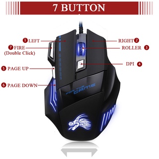 Professional 5500 DPI Gaming Mouse 7 Buttons LED Optical USB Wired Mice for Pro Gamer High ...