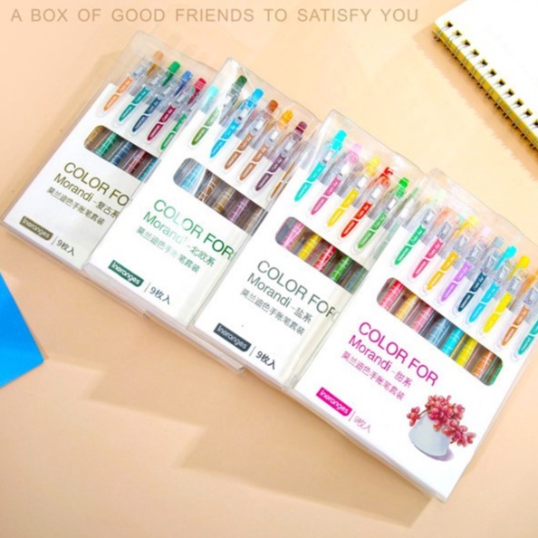 [Ready Stock]9 Pcs/Set 0.5mm Morandi Gel Pen Color Neutral Pen Retro ...