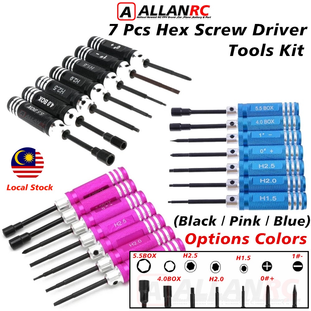 7 Pcs Hex Screw Driver Tools Kit Nut Key Wrench For RC Drone / Cars / Helicopter [1set / 7Size ...