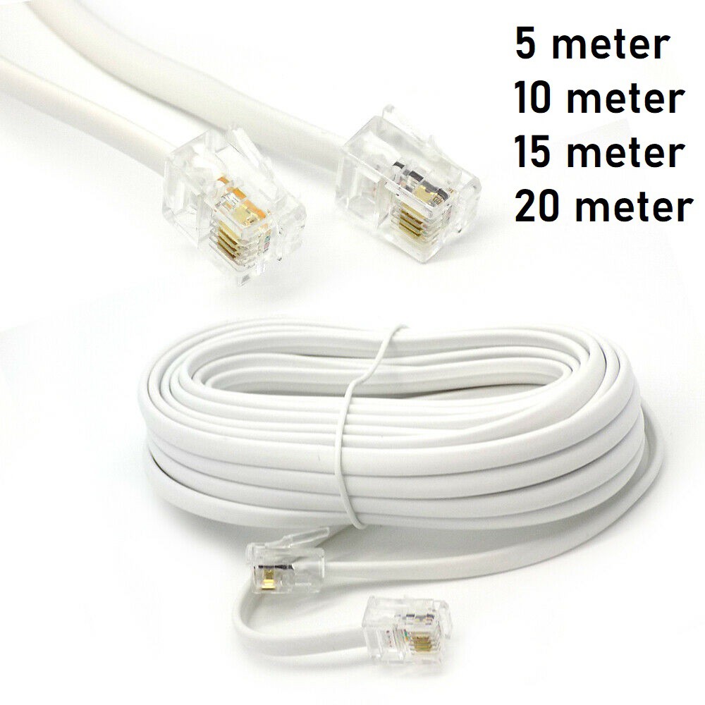 RJ11 Plug Telephone Fax Modem Line Cord Cable White Male to Male 6P4C ...