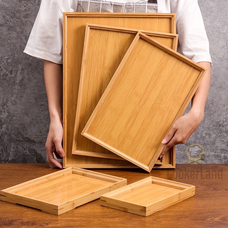 Tableware Tray Tea Set Tray/Bamboo Rectangular Serving Tray/Breakfast ...