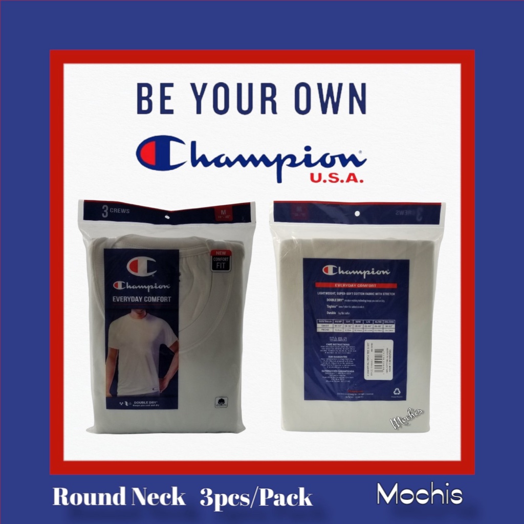 Champion 3 PCS Round Neck 100% coton White comfortable T-shirts (Pack ...