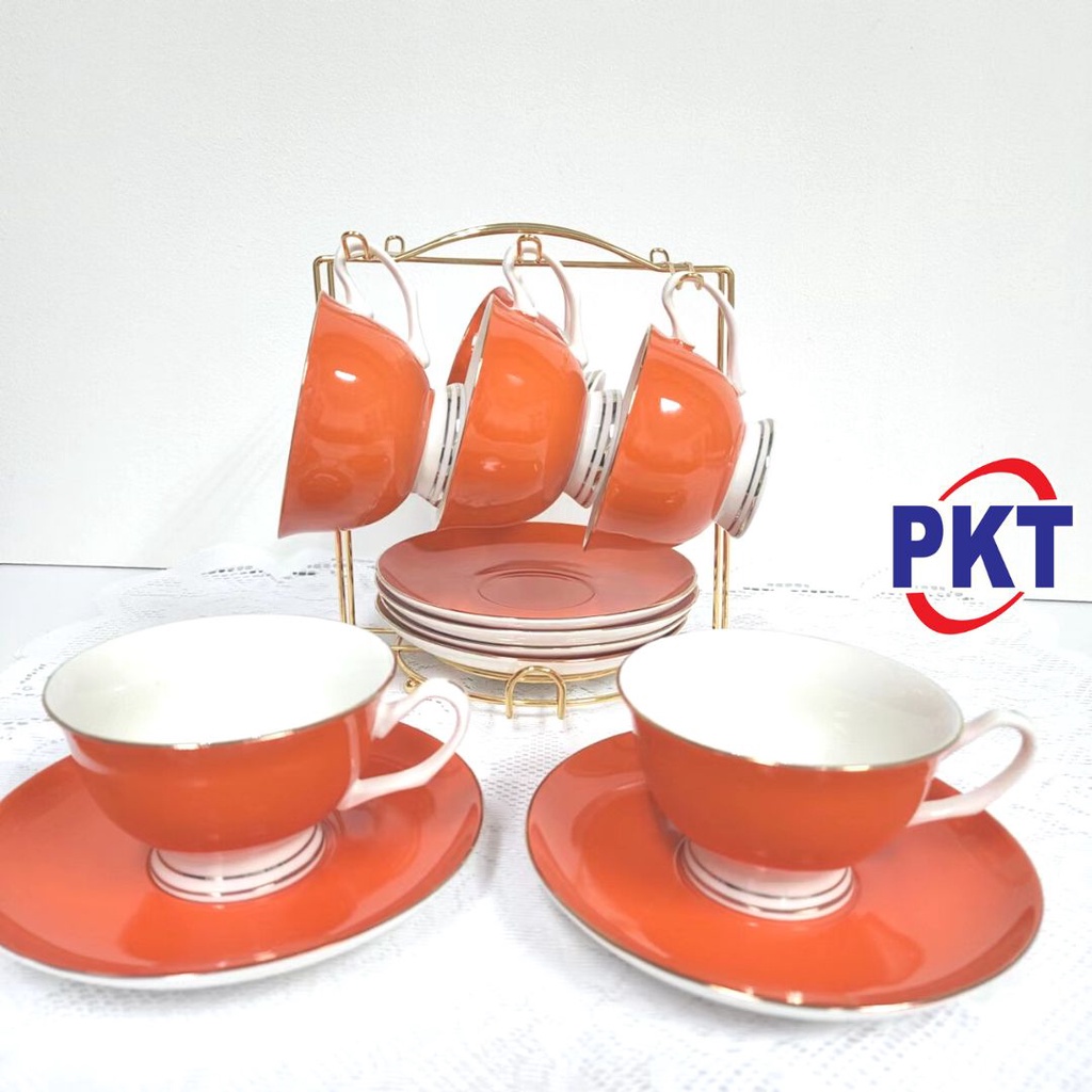 13PC CUP & SAUCER PORCELAIN 220ML // CAWAN & PIRING PORCELIN CERAMIC ...