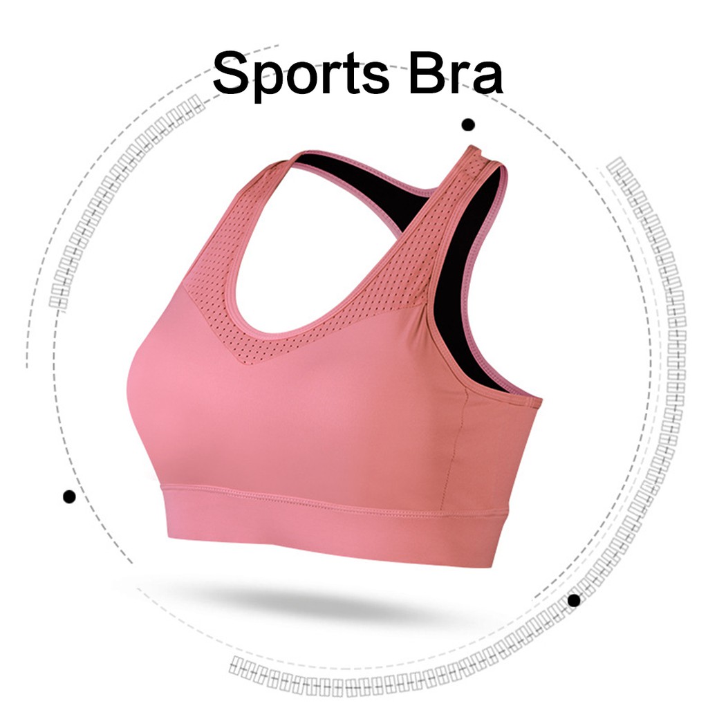 Women Racerback Sports Bra High Impact Workout Underwear Gym Activewear ...