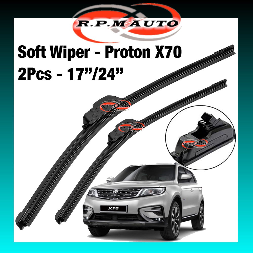 1 Pair Soft Wiper Rubber High Quality - Proton X70 17''/24'' wiper x70 ...
