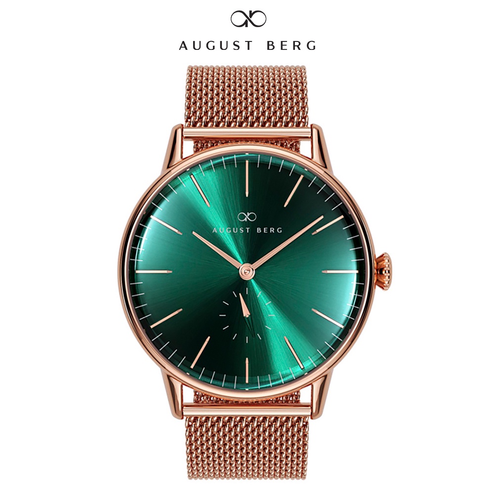 August Berg Serenity Classic Rosegold Burgundy Watch with Rosegold Mesh ...