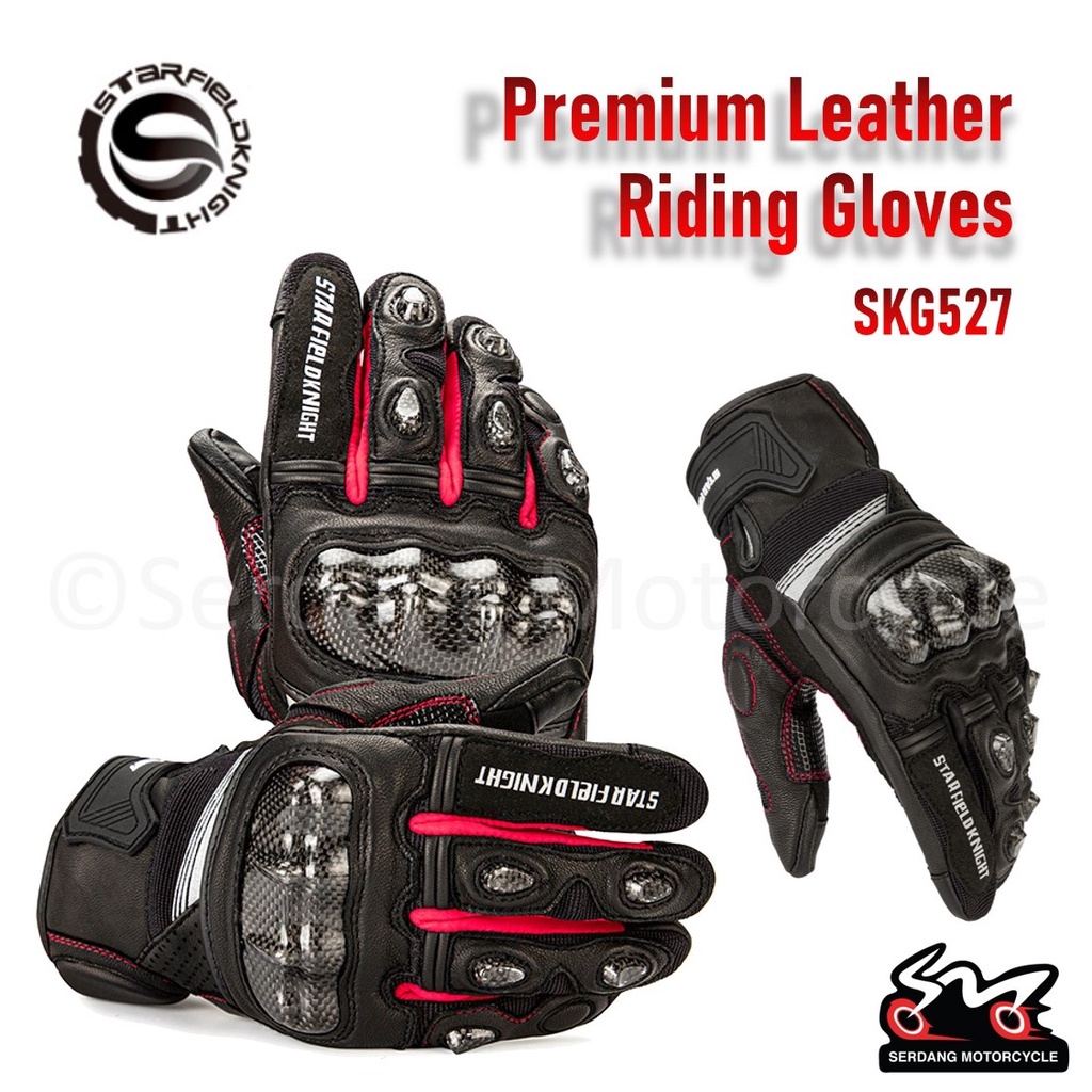 Star Field Knight SKG527 Premium Leather Riding Gloves Sarung Tangan ...