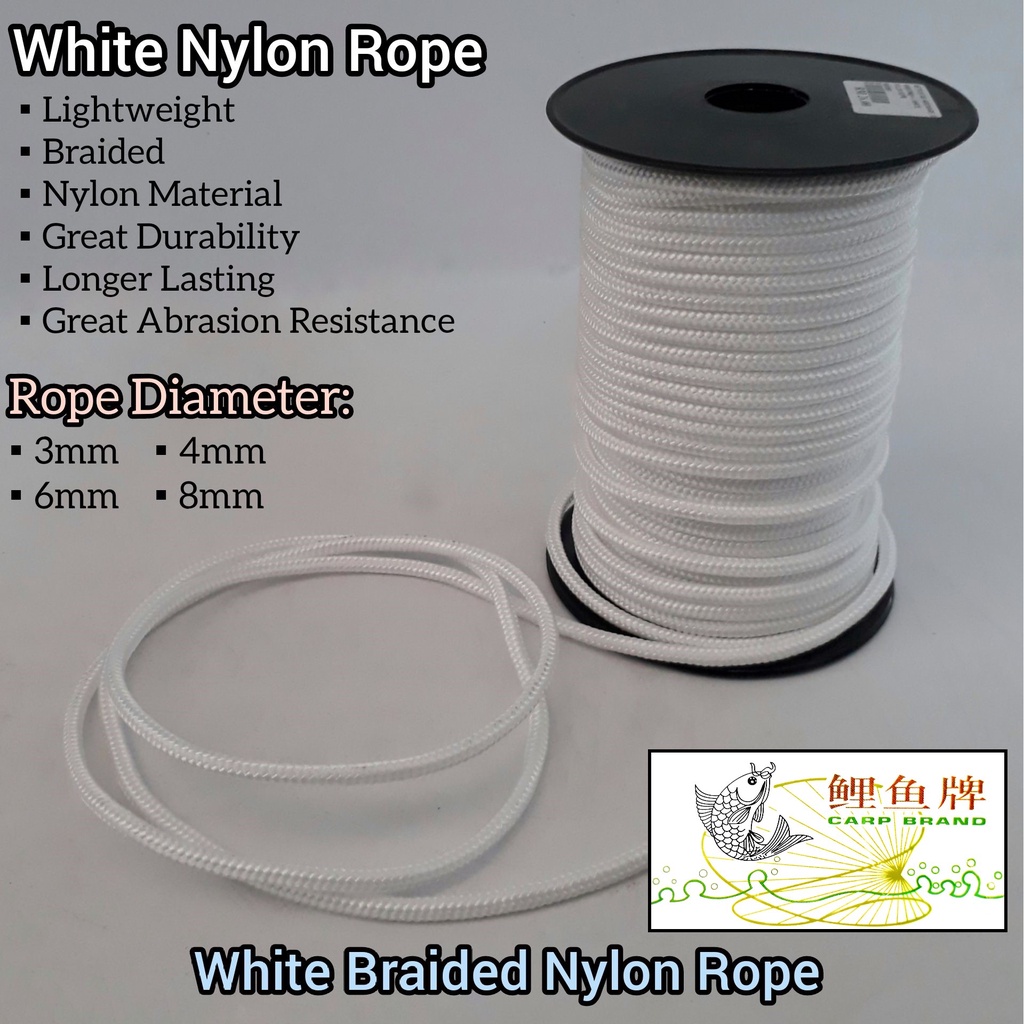 1M White Braided Quality Nylon Rope For Household , Lifting , Pulley ...