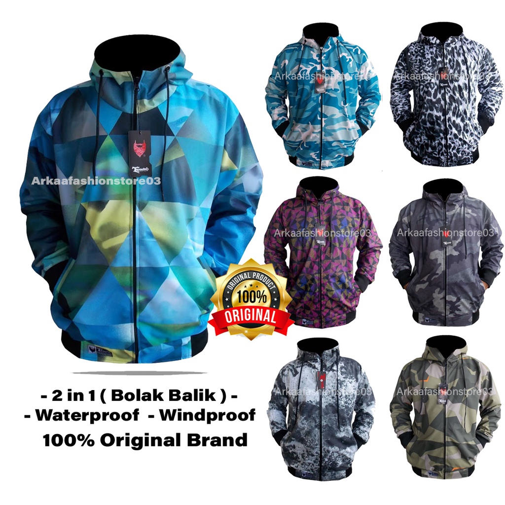 Original Trebeard!! Men's Reversible Jacket Waterproof Hoodie Taslan ...