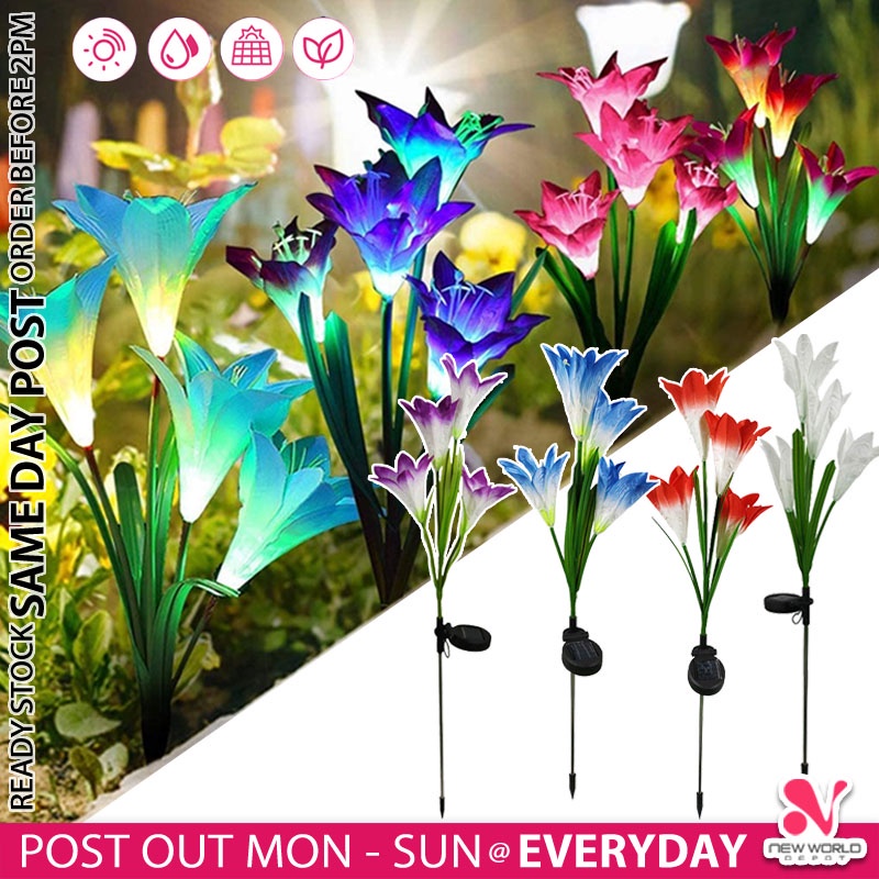 𝟳 𝗖𝗛𝗔𝗡𝗚𝗜𝗡𝗚 𝗖𝗢𝗟𝗢𝗥 》Solar LED Lily Flower Light Waterproof Outdoor Lights ...