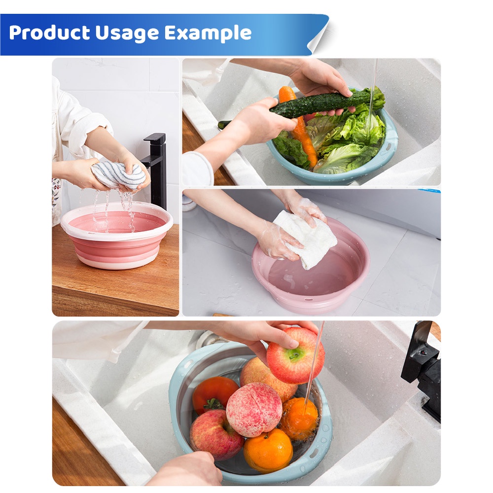 Borong365 Hangable Foldable Tub Wash Basin Bucket Pail Face Wah Camping ...